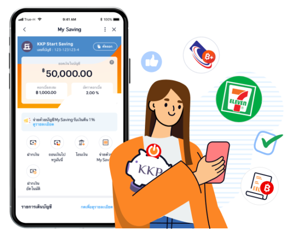 สมัครใช้บัญชีเงินฝาก KKP Start Saving